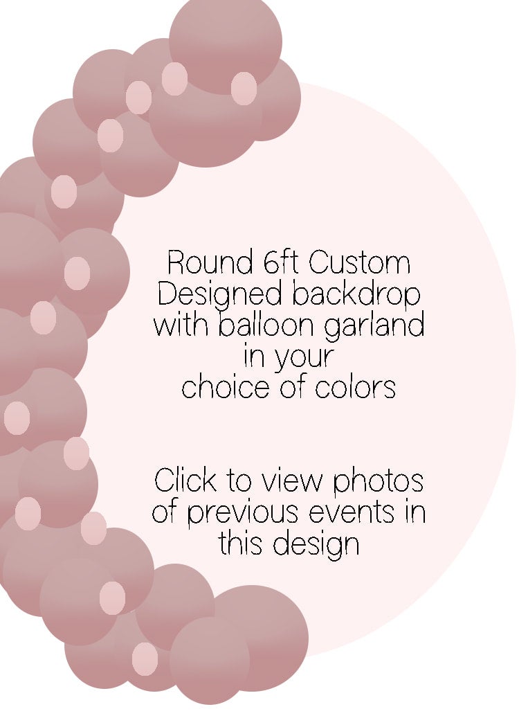 Custom Round 6ft Backdrop with Balloon Garland | Just 2 Party Balloon ...